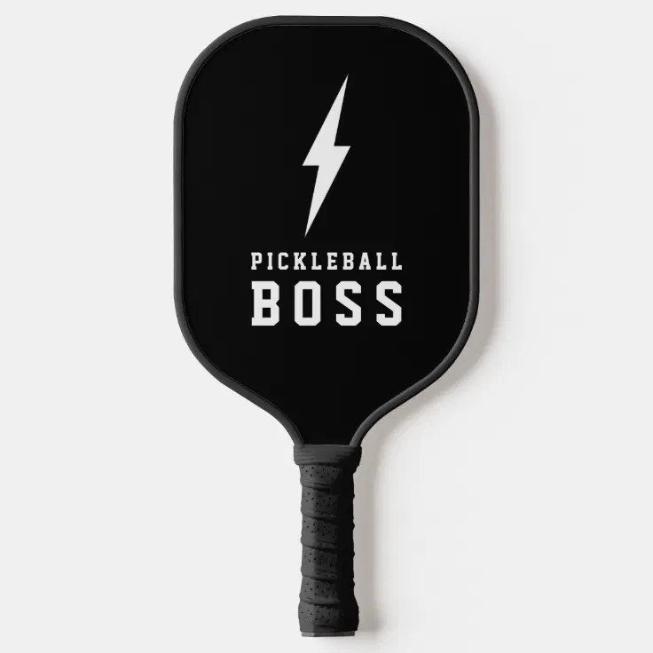 Pickleball Boss Lightning Bolt and Monogram Pickleball Paddle | Zazzle