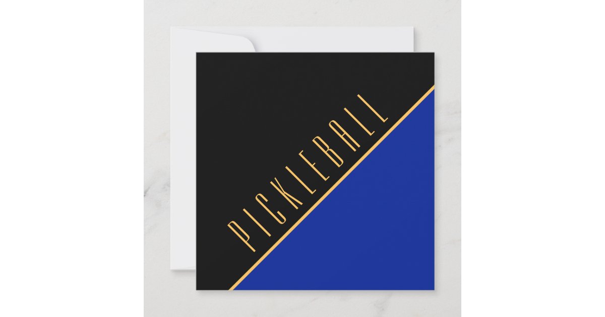 PICKLEBALL Classy Royal Blue Black Color Block Note Card | Zazzle