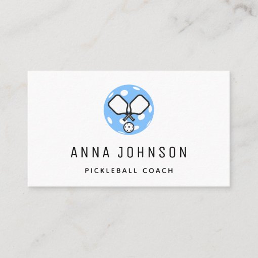 Pickleball Coach Instructor Sport Theme Minimalist Business Card | Zazzle