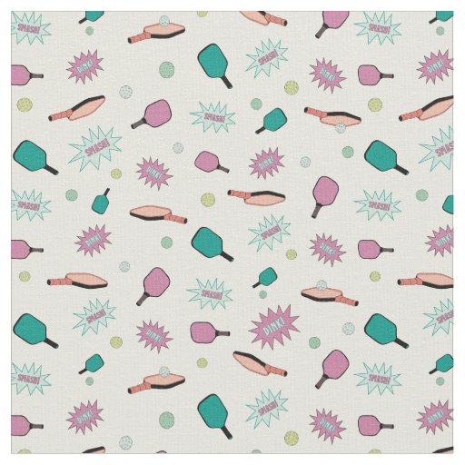 Pickleball! Colorful Pattern Fabric | Zazzle