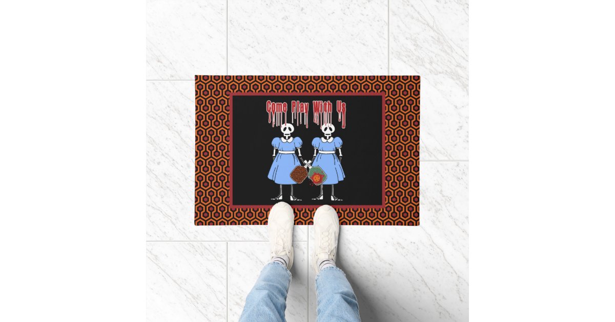 Pickleball Come Play with Us Horror Movie Twins Doormat | Zazzle