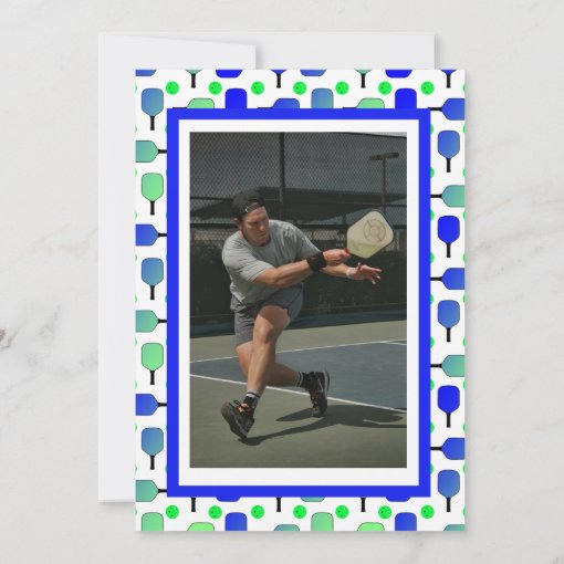Pickleball Court Birthday Party Blue Green Photo Invitation | Zazzle