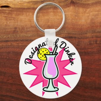Pickleball Designated Dinker - Pink Cocktail Keychain | Zazzle