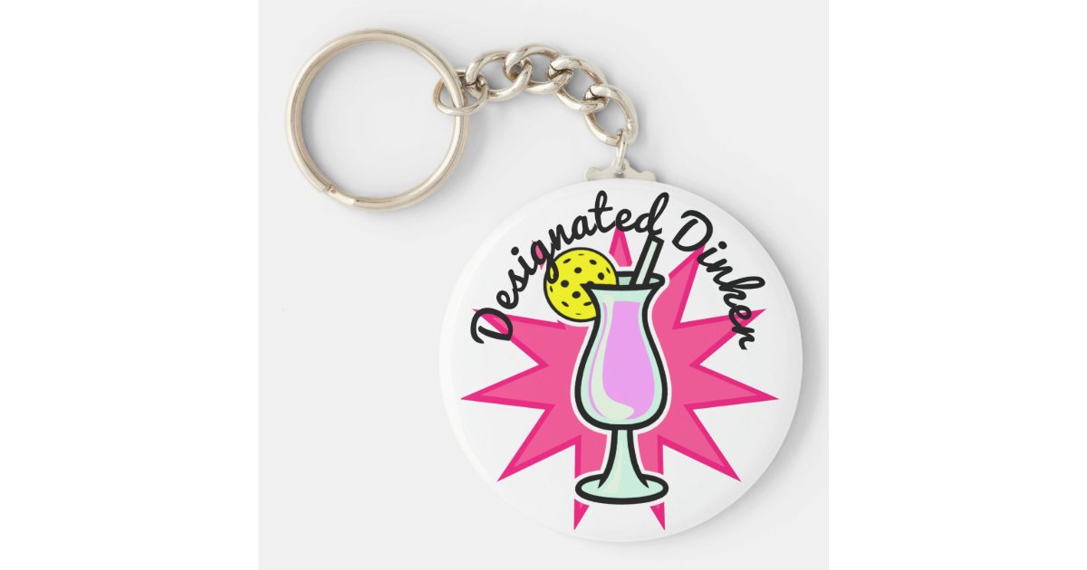 Pickleball Designated Dinker - Pink Cocktail Keychain | Zazzle.com