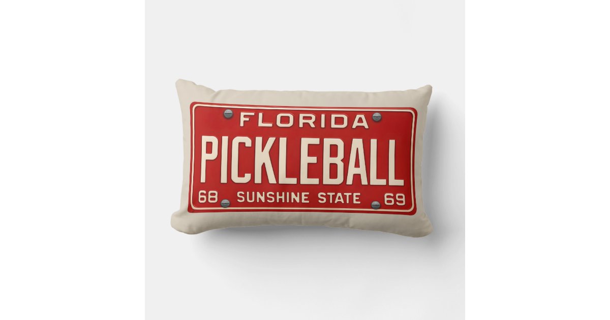 Pickleball Fanatic - Retro Florida License Plate Lumbar Pillow | Zazzle