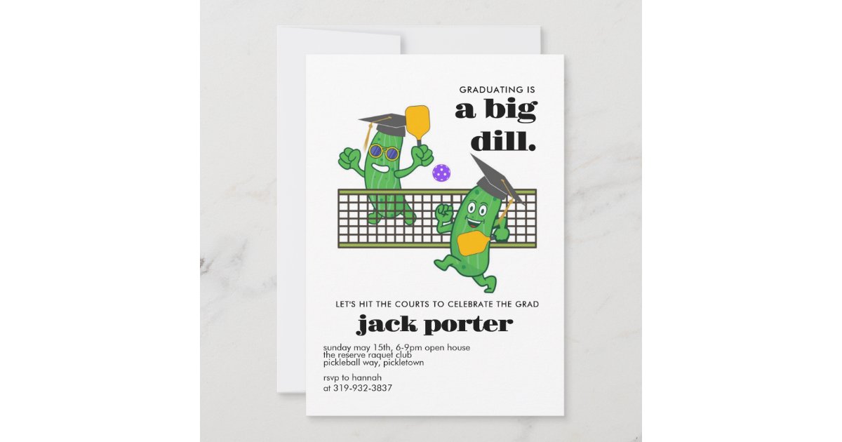 Pickleball Graduation Party Pickle Ball Open House Invitation | Zazzle