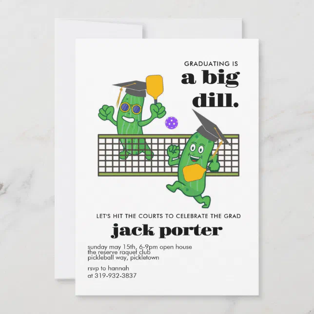 Pickleball Graduation Party Pickle Ball Open House Invitation | Zazzle