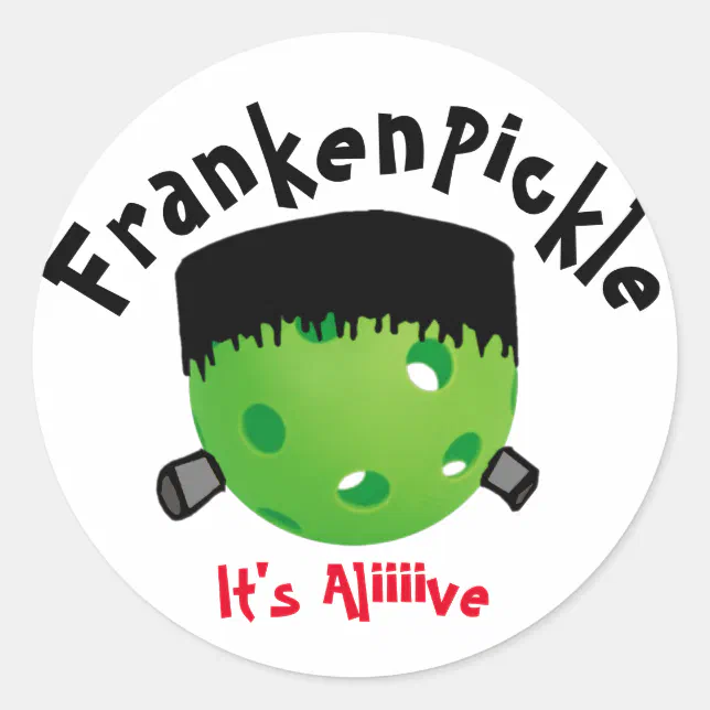 Pickleball Halloween - FrankenPickle - It's Alive Classic Round Sticker ...