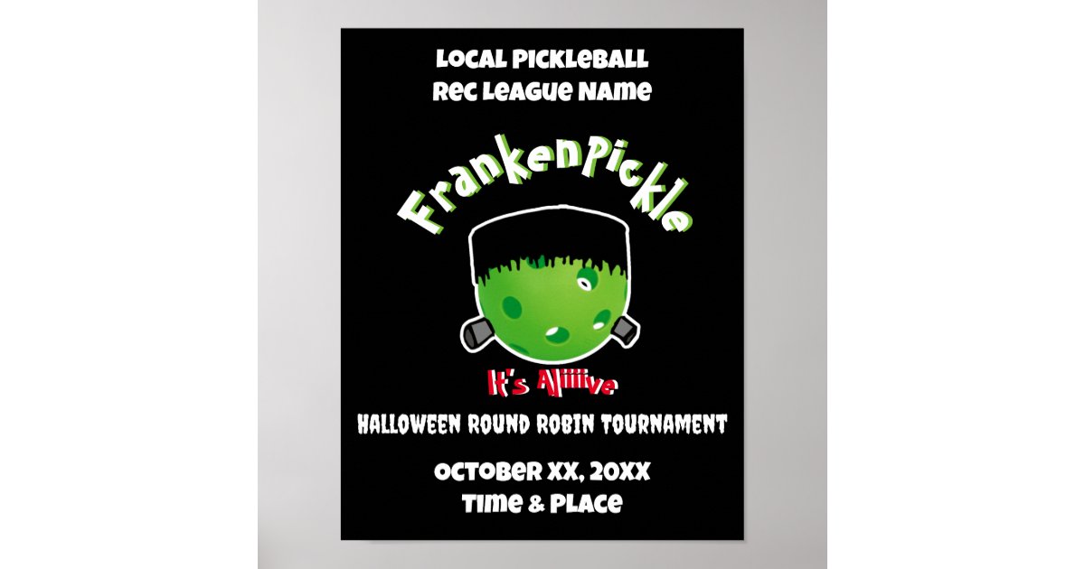 Pickleball Halloween - FrankenPickle - It's Alive Poster | Zazzle