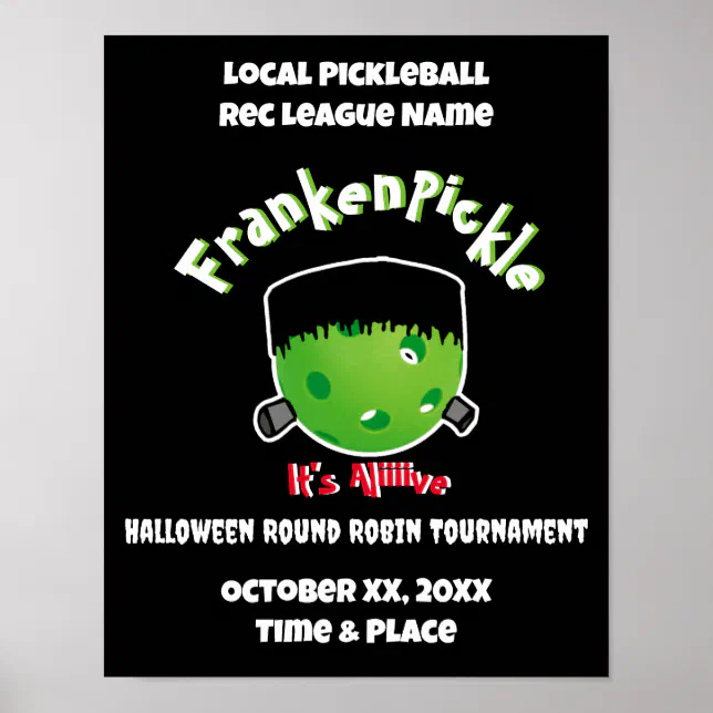 Pickleball Halloween - FrankenPickle - It's Alive Poster | Zazzle