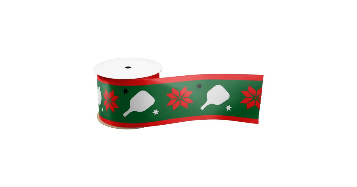 Pickleball Holiday Delight Satin Ribbon | Zazzle