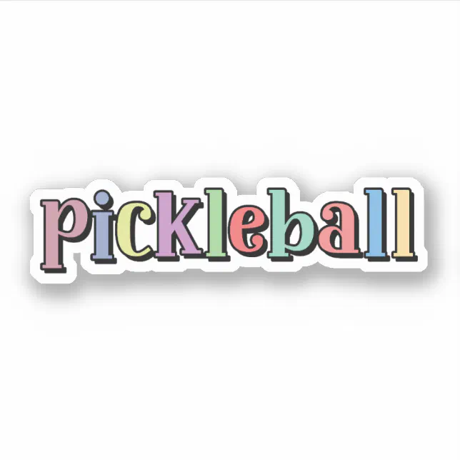 Pickleball in Colorful Multicolor Retro Typography Sticker | Zazzle
