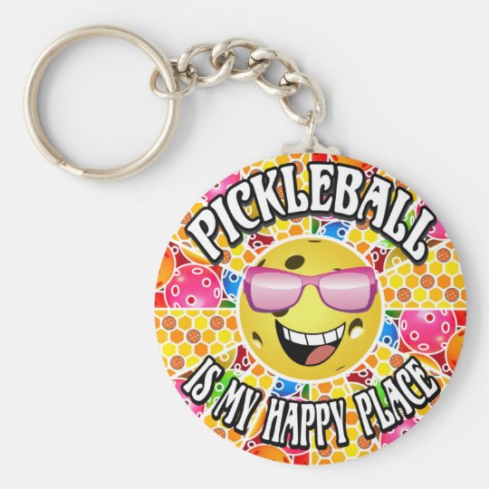 Pickleball is My Happy Place, Smiling Pickleball Keychain | Zazzle.com