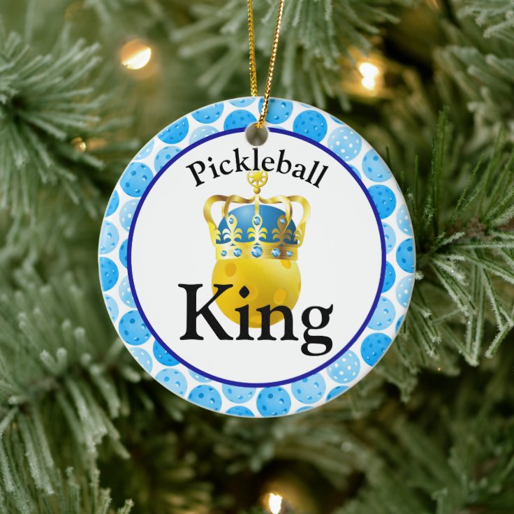Pickleball King, Yellow Pickleball Wearing A Crown Ceramic Ornament ...