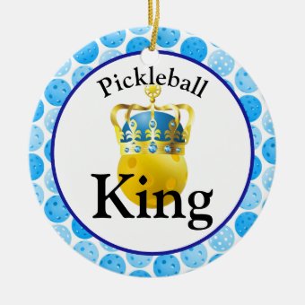 Pickleball King, Yellow Pickleball Wearing A Crown Ceramic Ornament ...