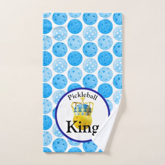 Pickleball King, Yellow Pickleball Wearing A Crown Hand Towel | Zazzle.com
