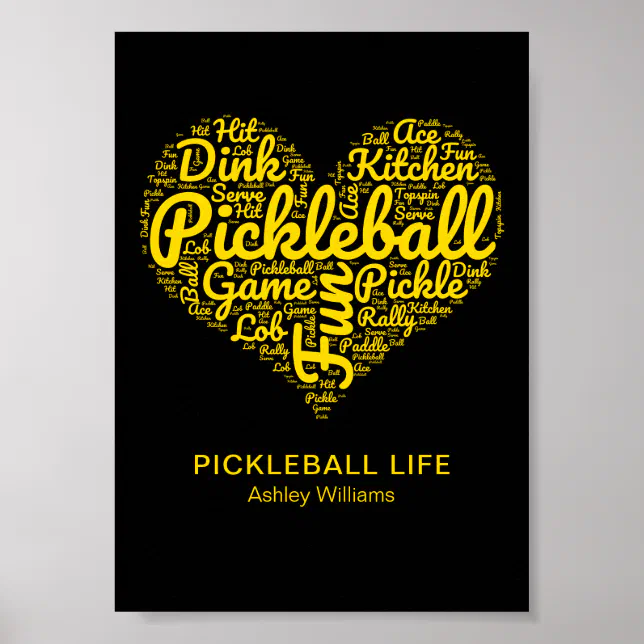 Pickleball Life Word Art Typography Personalized Poster | Zazzle