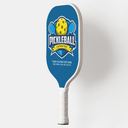 Pickleball Logo Patch 3 Lines Custom Text Pickleball Paddle | Zazzle