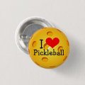 Pickleball Mini Button: I Love Pickleball Pinback Button | Zazzle