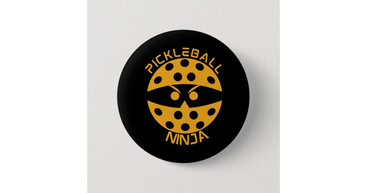Pickleball ninja-orange button | Zazzle
