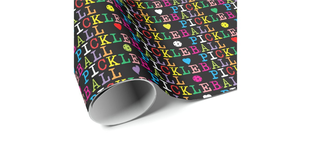 Pickleball old typewriter on black wrapping paper | Zazzle