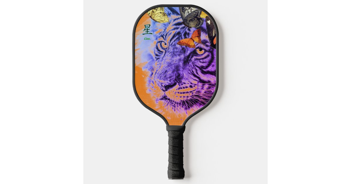 PICKLEBALL PADDLE TIGER AND BUTTERFLIES | Zazzle