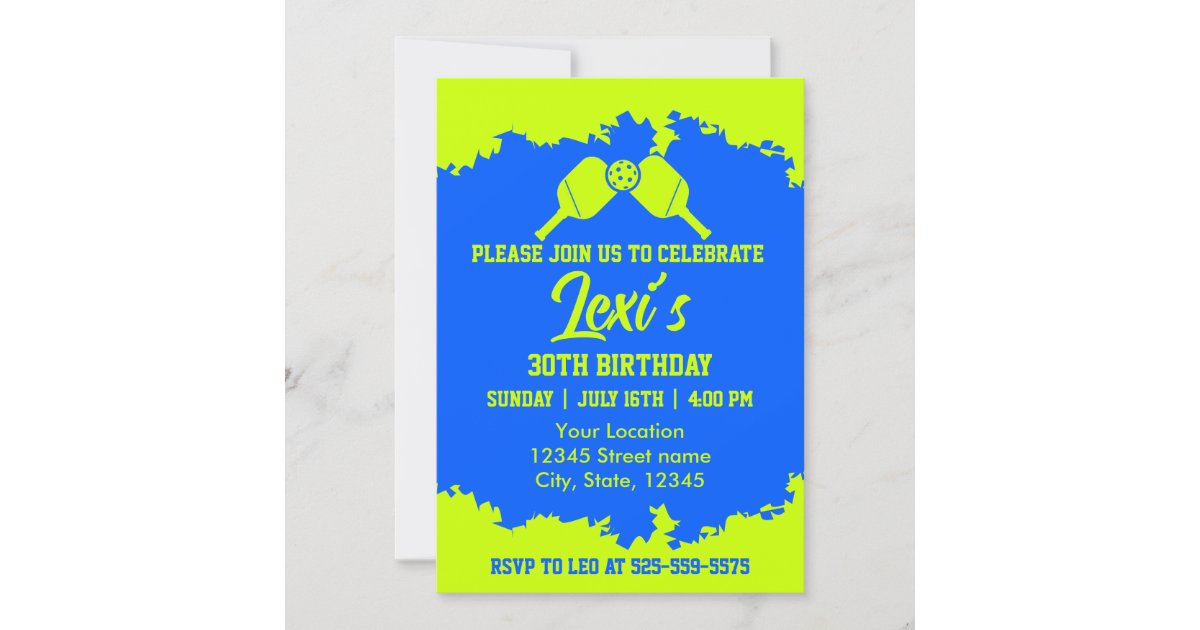 Pickleball Paddles Birthday Party Invitation | Zazzle