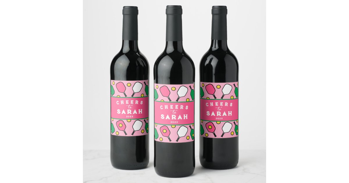 Pickleball Party Cheers Wine Label | Zazzle
