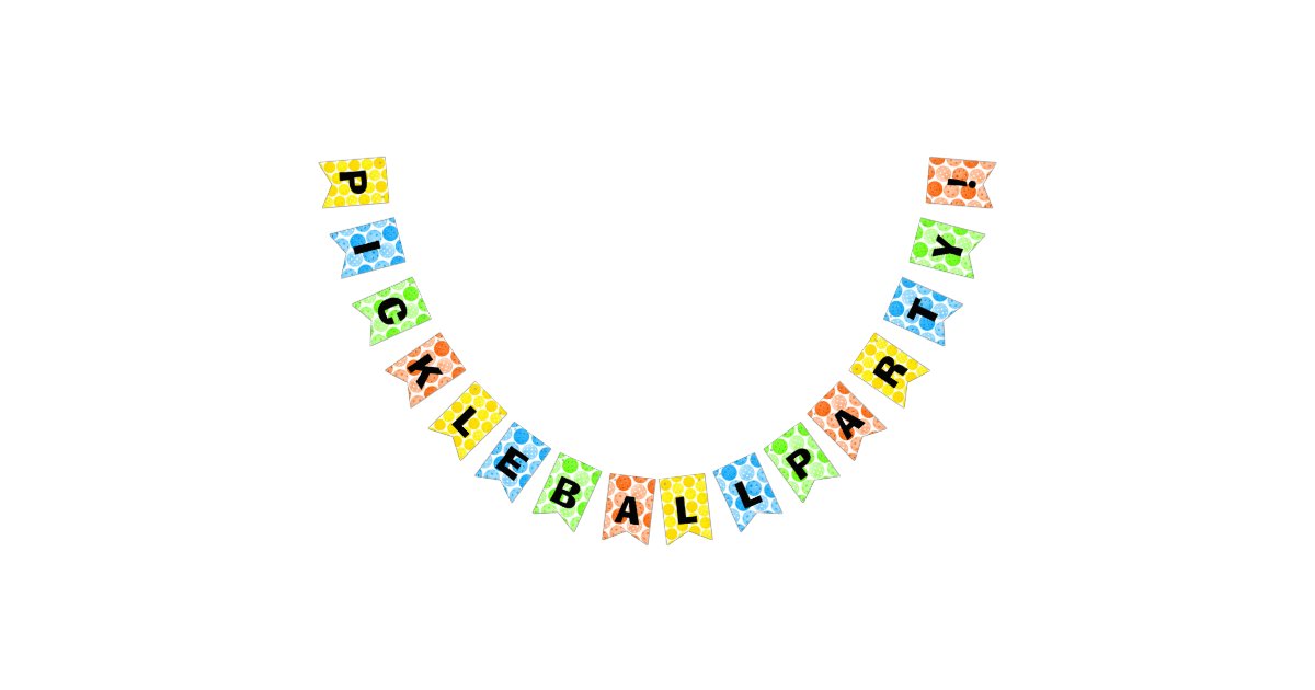 Pickleball Party, Colorful Pickleball Balls Bunting Flags | Zazzle