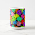 Pickleball Party Confetti and Balloons on Black Coffee Mug | Zazzle