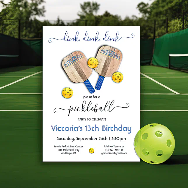 Pickleball Party Dink Birthday Invitation | Zazzle