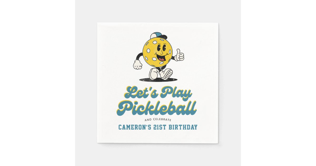 Pickleball Party Funny Pickleball Cartoon Mascot Napkins | Zazzle