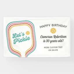 Pickleball Party Let's Pickle Retro Stripe Custom Banner | Zazzle