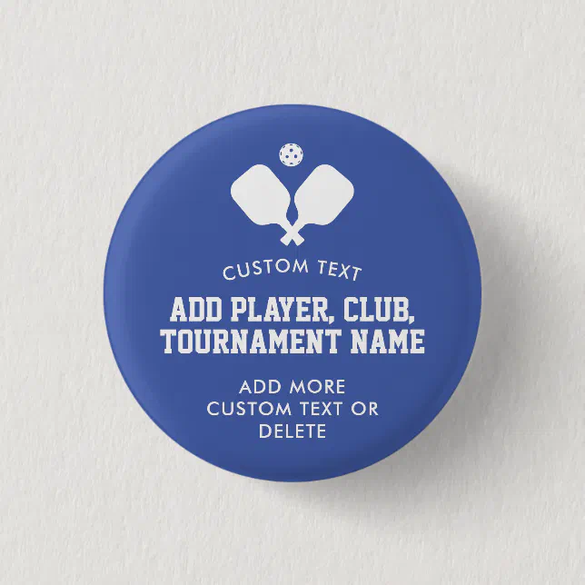 Pickleball Party Paddles Blue White Custom Button | Zazzle