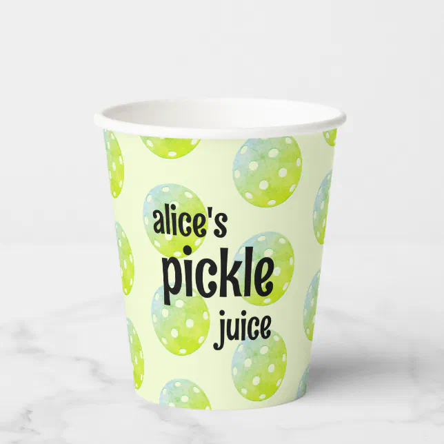 Pickleball Party Pickle Juice Custom Green Paper Cups | Zazzle