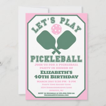 Pickleball Party Sports Paddles Invitation | Zazzle