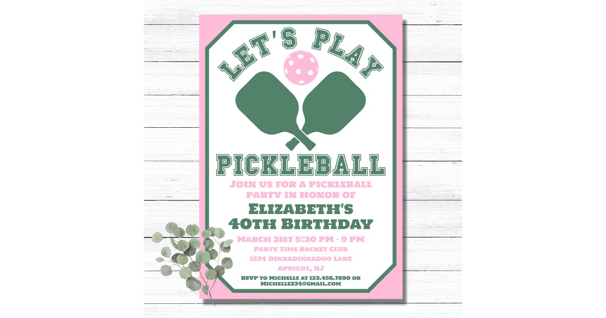 Pickleball Party Sports Paddles Invitation | Zazzle