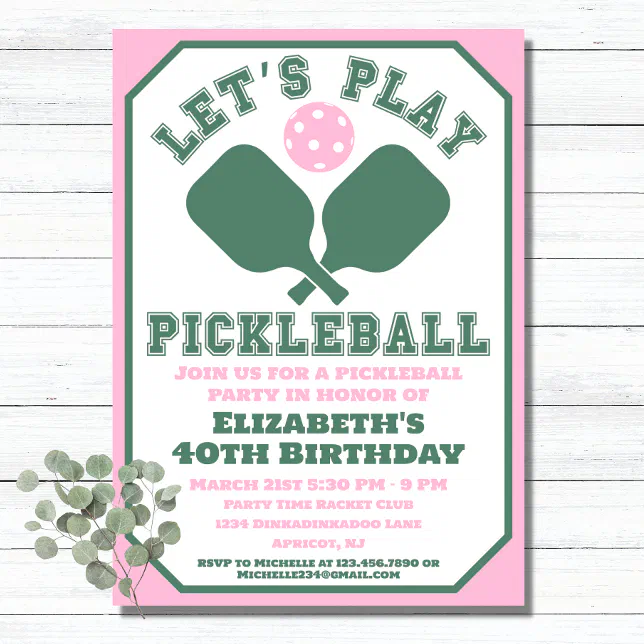 Pickleball Party Sports Paddles Invitation | Zazzle