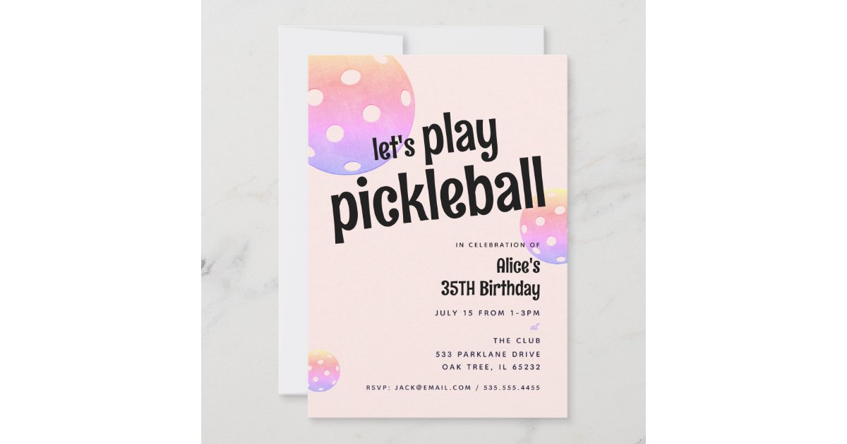Pickleball Party Sports Pastel Party Invitation | Zazzle