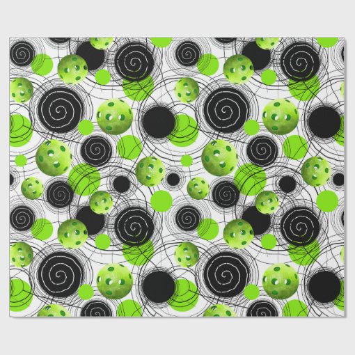 Pickleball Pattern Neon Green Wrapping Paper | Zazzle