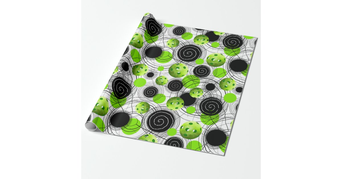 Pickleball Pattern Neon Green Wrapping Paper | Zazzle
