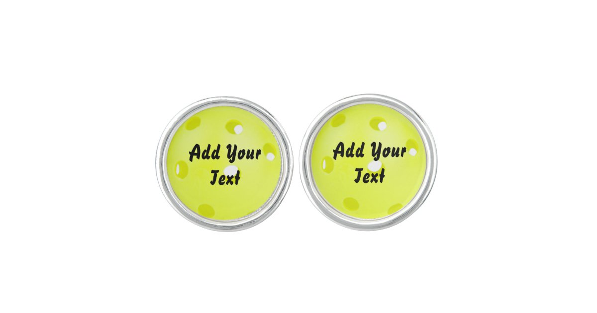 Pickleball Pickle Ball Yellow Customize Personaliz Cufflinks | Zazzle