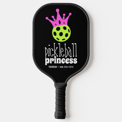Pickleball Princess Bright Neon Personalized Pickleball Paddle | Zazzle