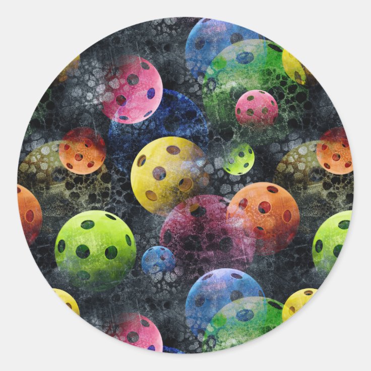 Pickleball Print Classic Round Sticker | Zazzle