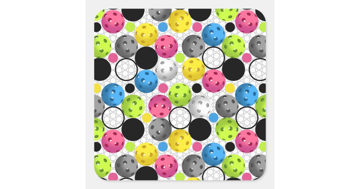 Pickleball Print Square Sticker | Zazzle