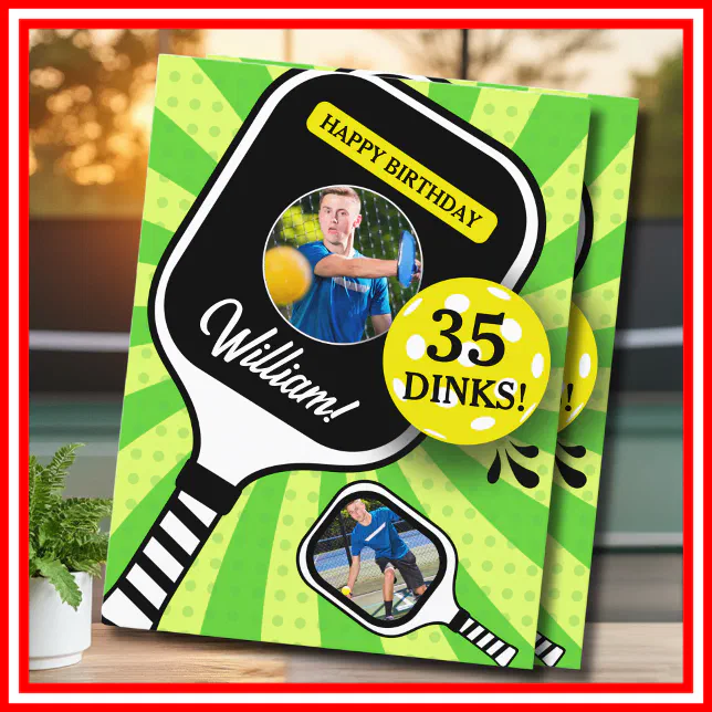 Pickleball RETRO Green Sports PHOTO Birthday Card | Zazzle