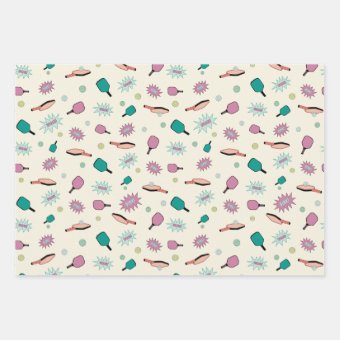 Pickleball Themed with Paddles, Wiffle Balls, etc! Wrapping Paper ...