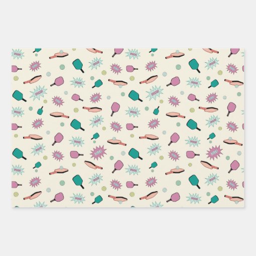 Pickleball Themed with Paddles, Wiffle Balls, etc! Wrapping Paper ...
