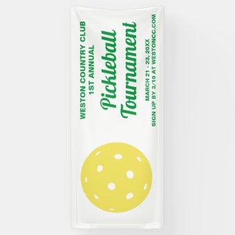 Pickleball Tournament Custom Text Custom Color Banner | Zazzle