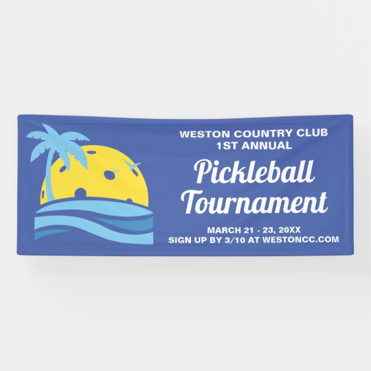 Pickleball Tournament Tropical Palm Tree Sun Beach Banner | Zazzle.com